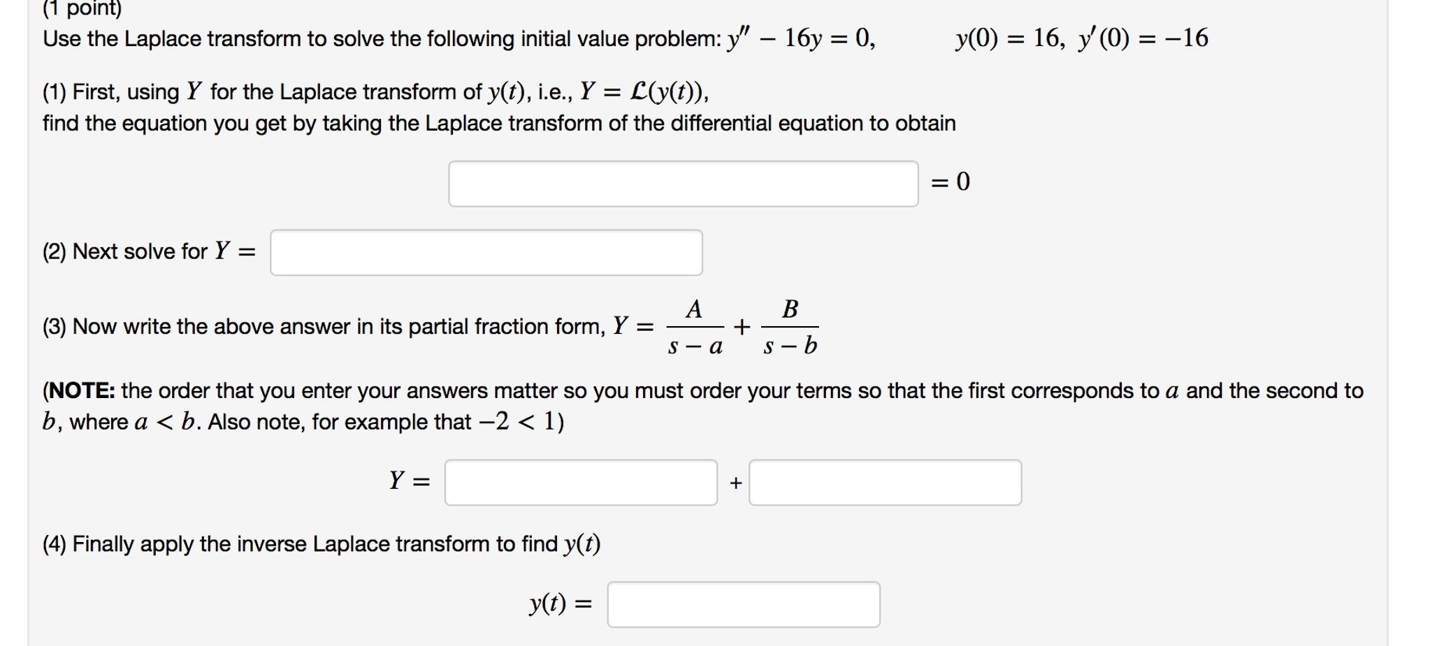 Solved Use the Laplace transform to solve the following | Chegg.com