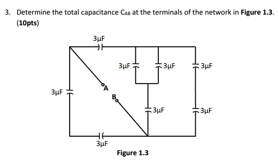 Solved Determine the total capacitance C_AB at the terminals | Chegg.com