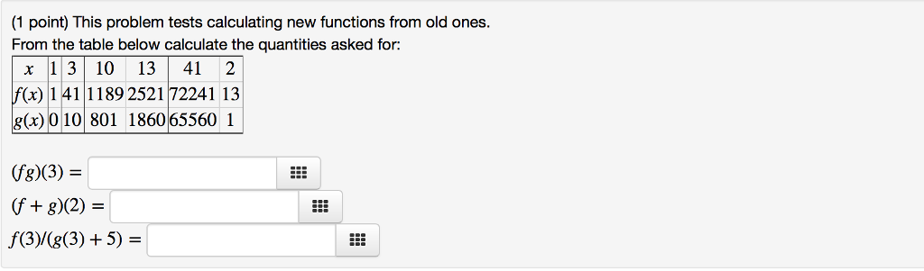 Solved (1 point) This problem tests calculating new | Chegg.com