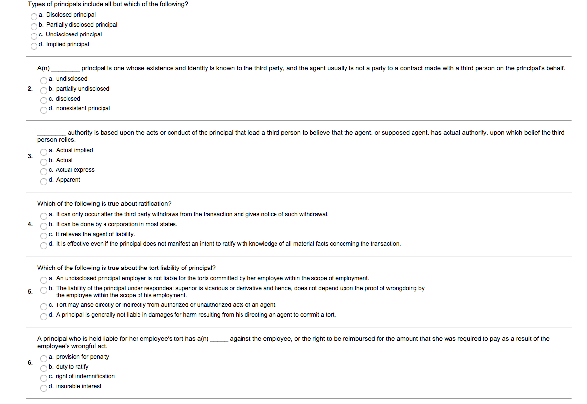 Solved Types of principals include all but which of the | Chegg.com