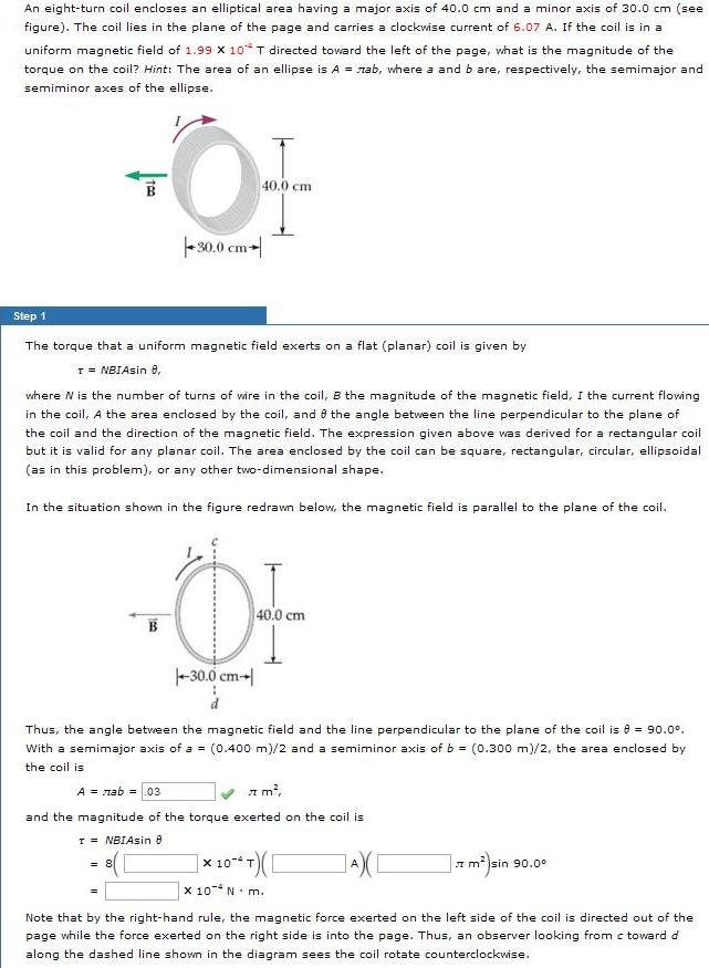 Solved An eight-turn coil encloses an elliptical area having | Chegg.com