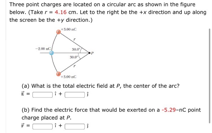 Solved Three point charges are located on a circular arc as | Chegg.com