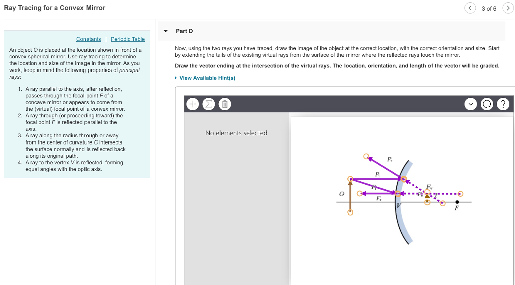 Solved Ray Tracing for a Convex Mirror ? 3016 Part A nstan c | Chegg.com
