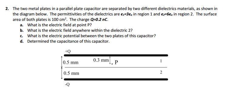 Solved The two metal plates in a parallel plate capacitor | Chegg.com