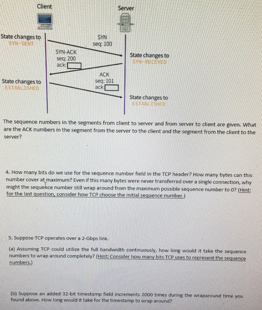 Solved Computer Networks: TCP Connection Please answer | Chegg.com
