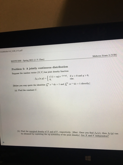 Solved A jointly continuous distribution Suppose the random | Chegg.com