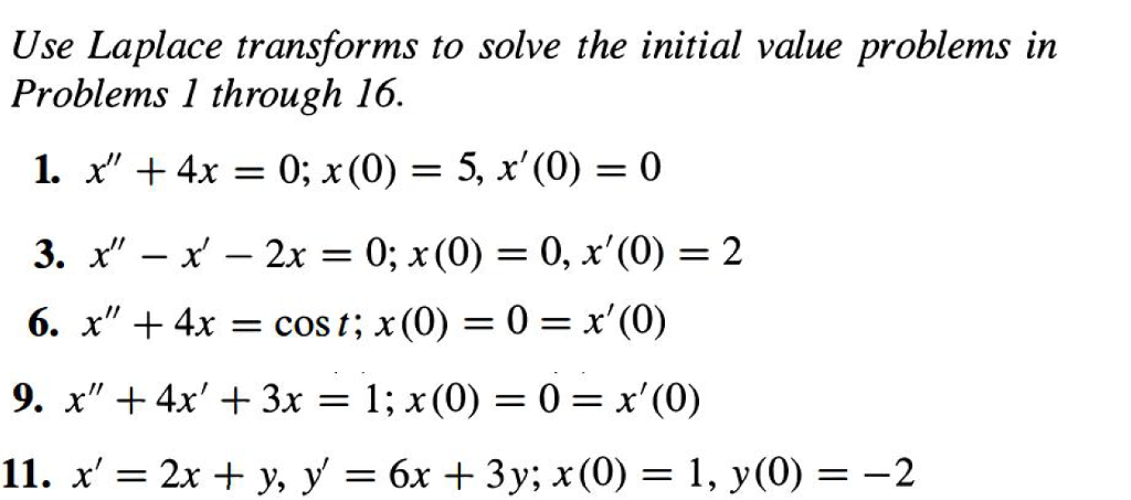 Solved Use Laplace transforms to solve the initial value | Chegg.com