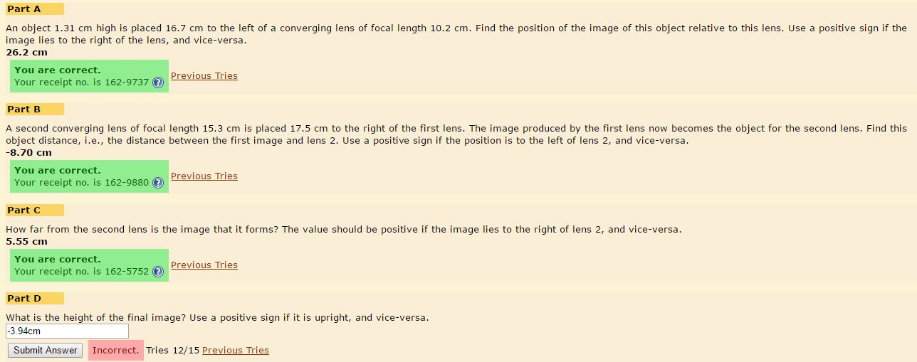 Solved Part A An object 1.31 cm high is placed 16.7 cm to | Chegg.com