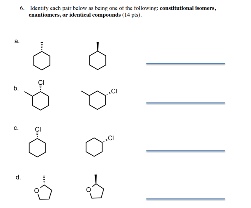 Solved Identify each pair below as being one of the | Chegg.com