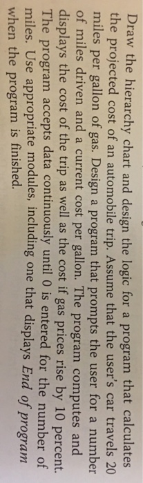 Solved Draw the hierarchy chart and design the logic for a | Chegg.com