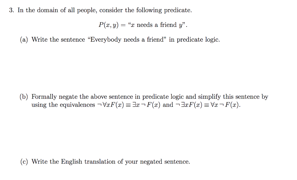 Solved 3. In the domain of all people, consider the | Chegg.com