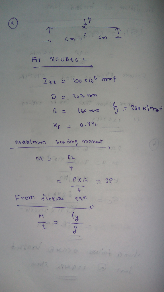 (Solved) - A simply supported 310UB46.2 of Grade 300 steel beam AB has ...