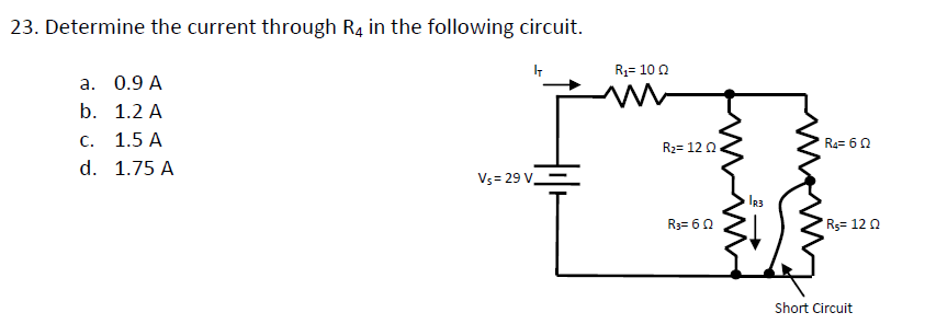 Solved 23. Determine the current through R4 in the following | Chegg.com