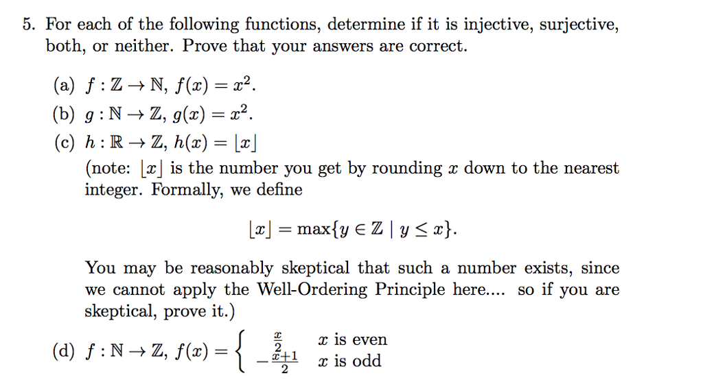 Solved 5 For Each Of The Following Functions Determine If