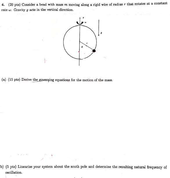 Solved 4. (20 pts) Consider a bead with mass m moving along | Chegg.com