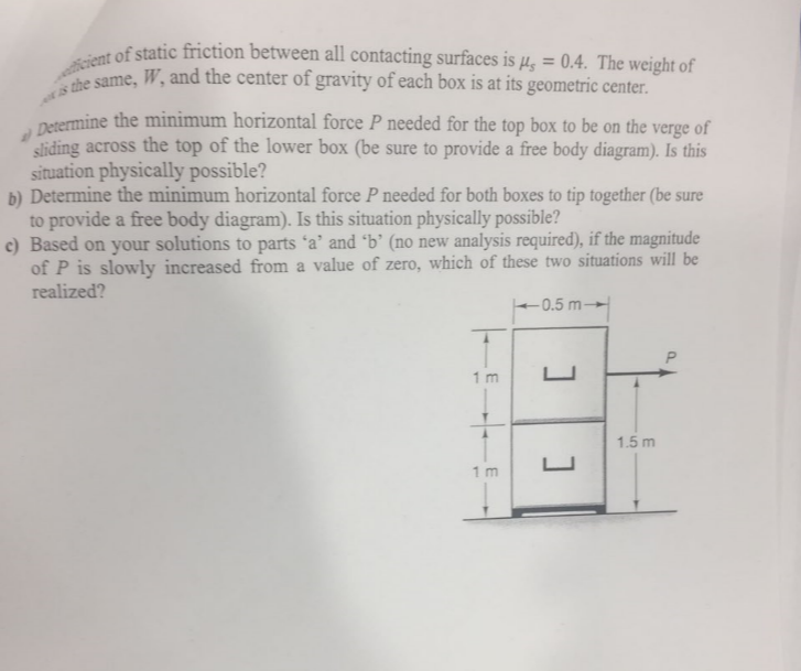 Solved coefficient of static friction between all | Chegg.com