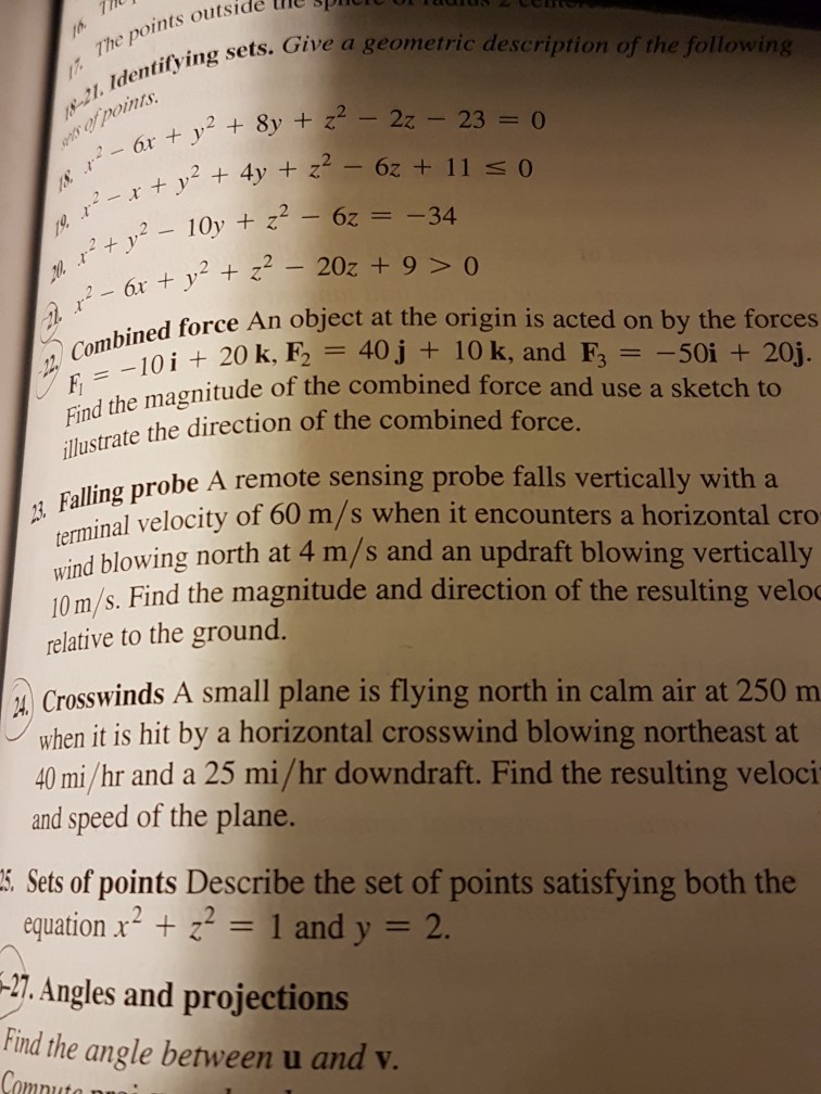 Solved Identifying sets. Give a geometric description of the | Chegg.com