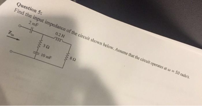 Solved Find the input impedance of the circuit shown below. | Chegg.com