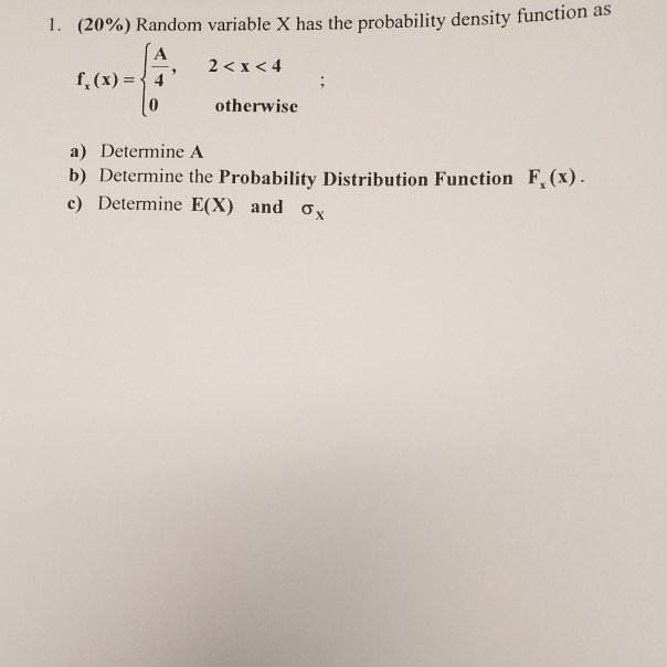 Solved I. (20%) Random variable X has the probability | Chegg.com