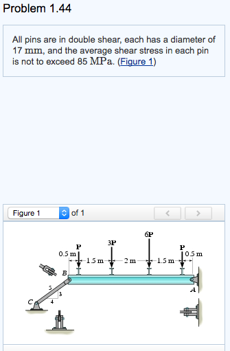 Solved Problem 1.44 All pins are in double shear, each has a | Chegg.com