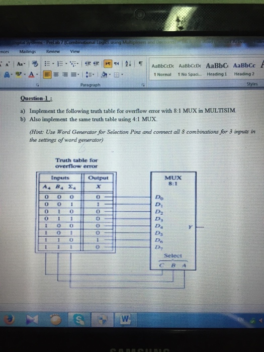 Solved Implement the following truth table for overflow | Chegg.com