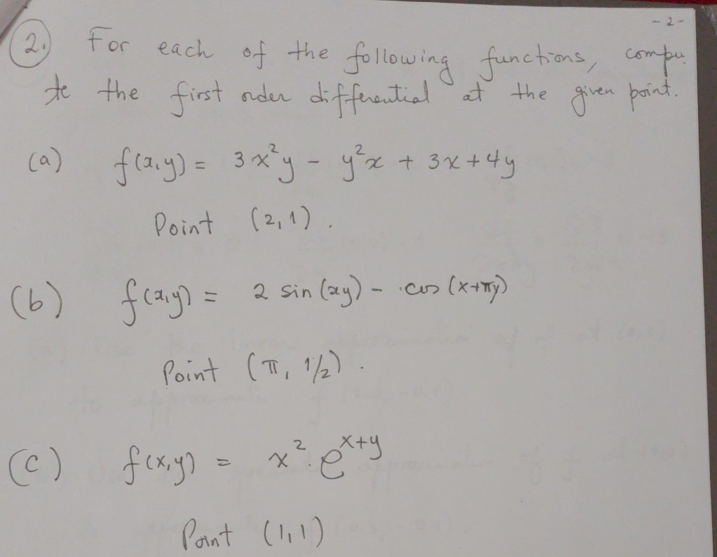 Solved for each of the following functions, compute the | Chegg.com