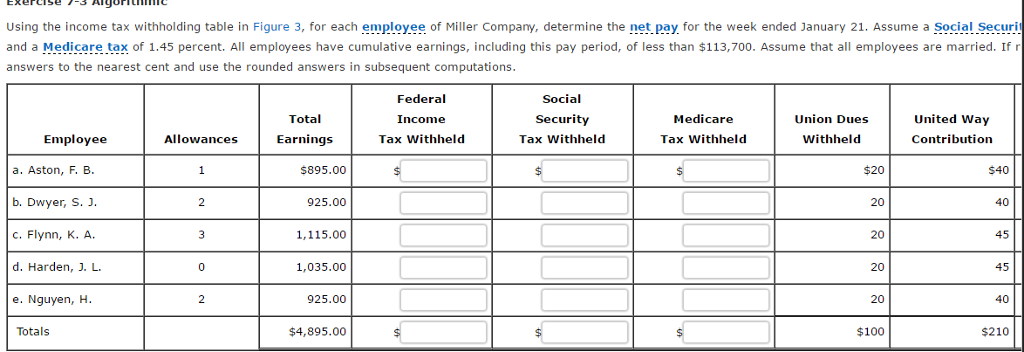 Withholding Tax Table