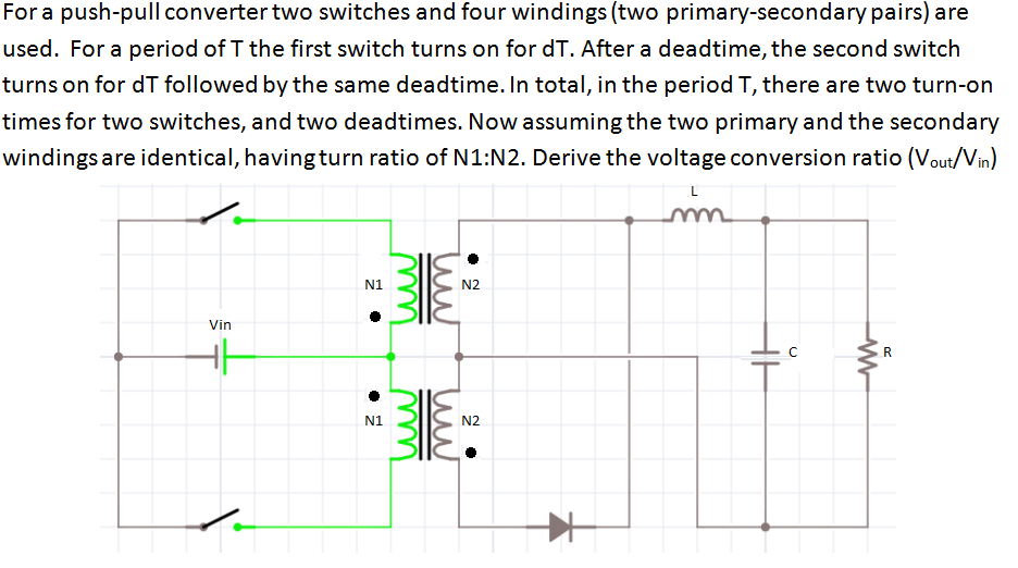 Solved For a push-pull converter two switches and four | Chegg.com