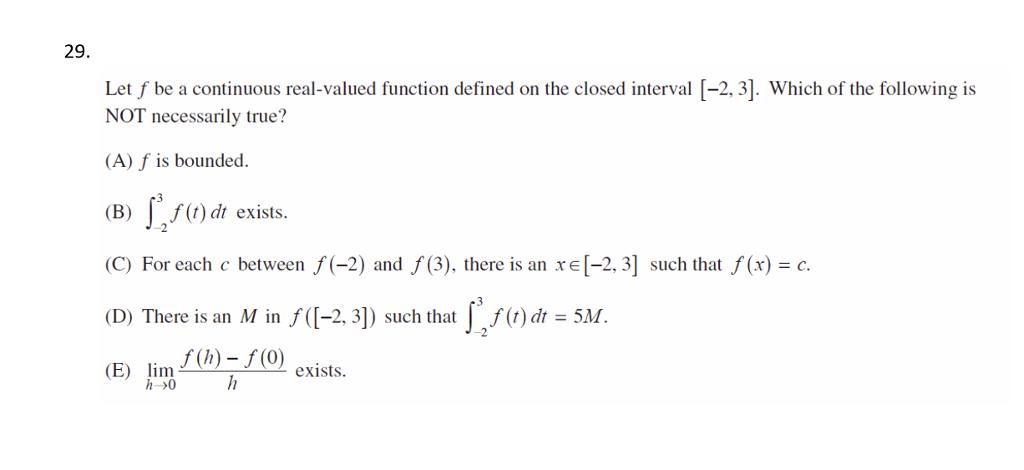 Solved 29 Let F Be A Continuous Real Valued Function Defined