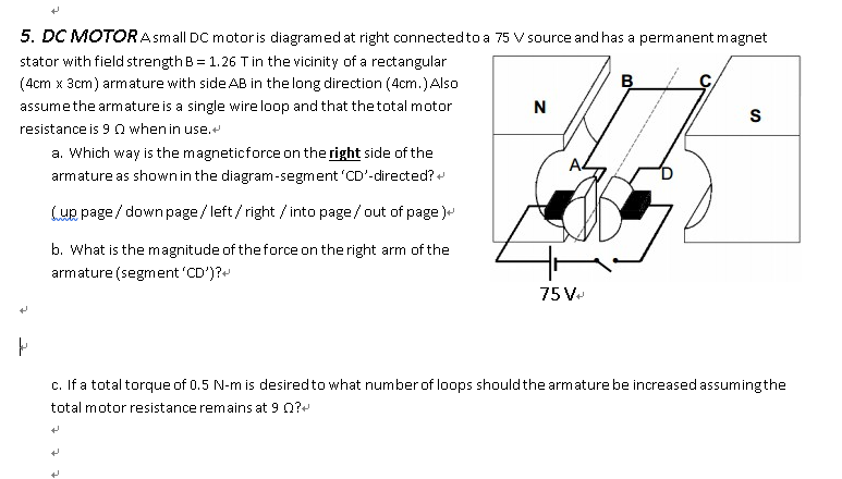 Solved A small DC motor is diagramed at right connected to a | Chegg.com