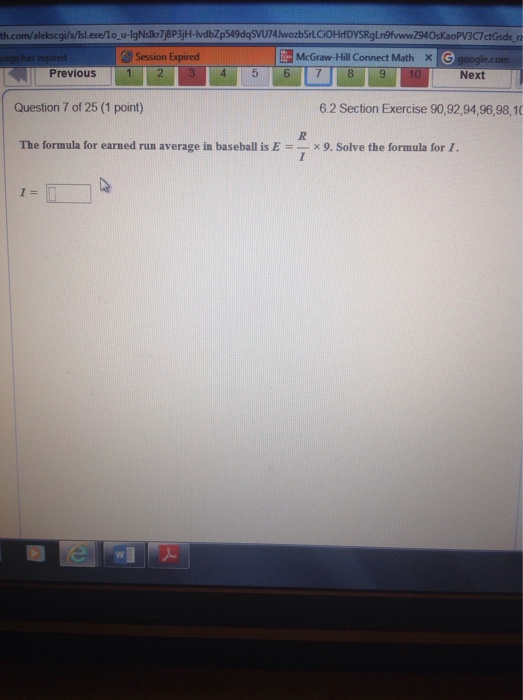 Solved The formula for earned run average in baseball is E = | Chegg.com