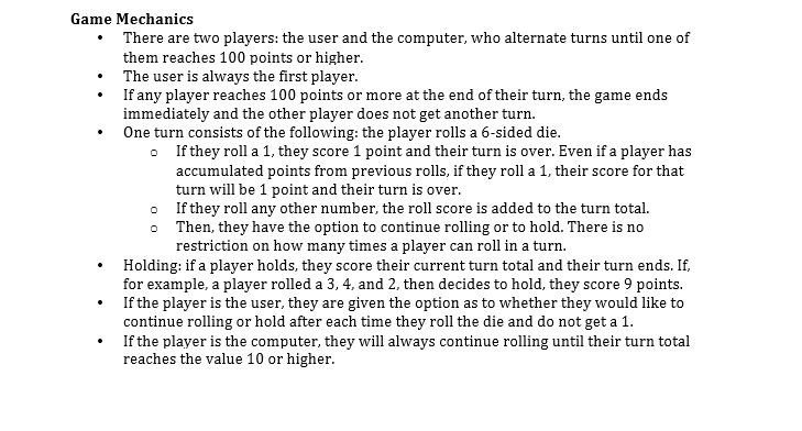 Solved Python3 Write A Function For A Dice Game We Are