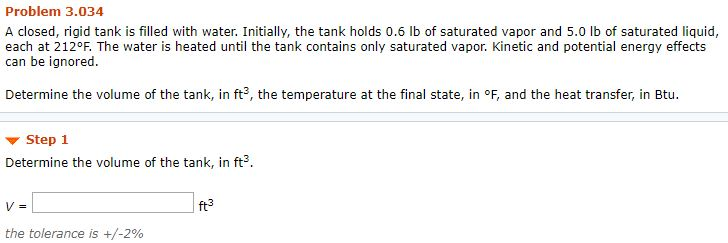 Solved Problem 3.034 A closed, rigid tank is filled with | Chegg.com