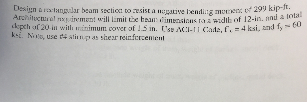 Solved total esign a rectangular beam section to resist a | Chegg.com