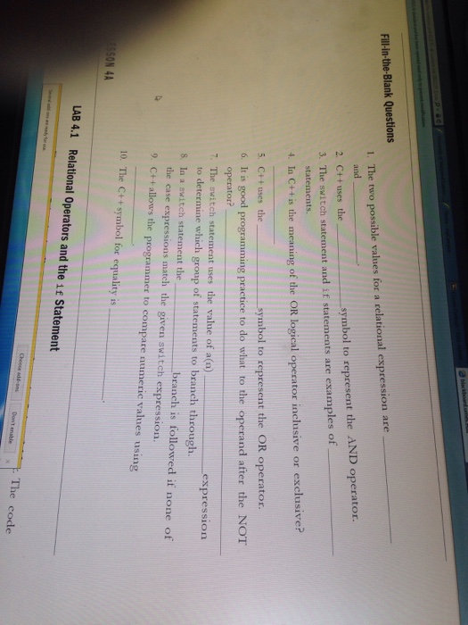 Solved The two possible values for a relational expression | Chegg.com