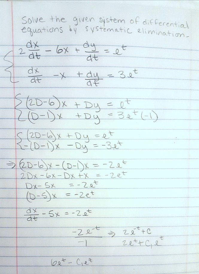 Solved ve the aqen sistem of differential systematic | Chegg.com