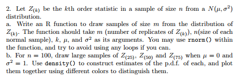 Let Z_(k) be the kth order statistic in a sample of | Chegg.com