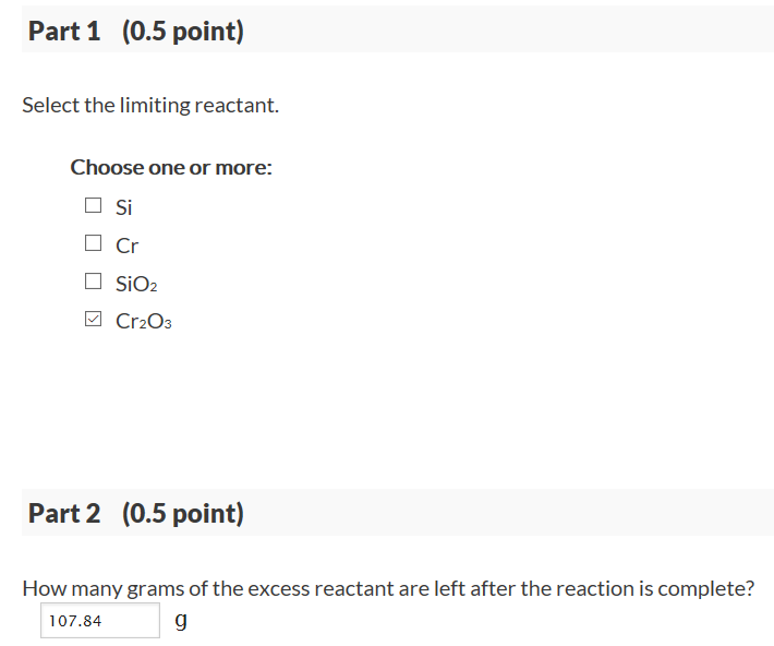 Solved The reaction of Cr203 with silicon metal at high | Chegg.com