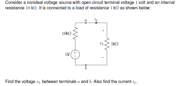 Solved Consider a nonideal voltage source with open circuit | Chegg.com