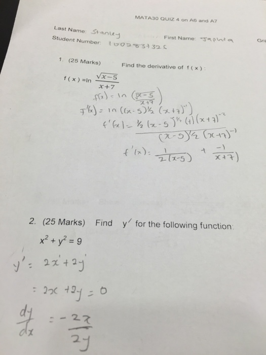 Solved Find the derivative of f(x): f(x) = ln squareroot X - | Chegg.com