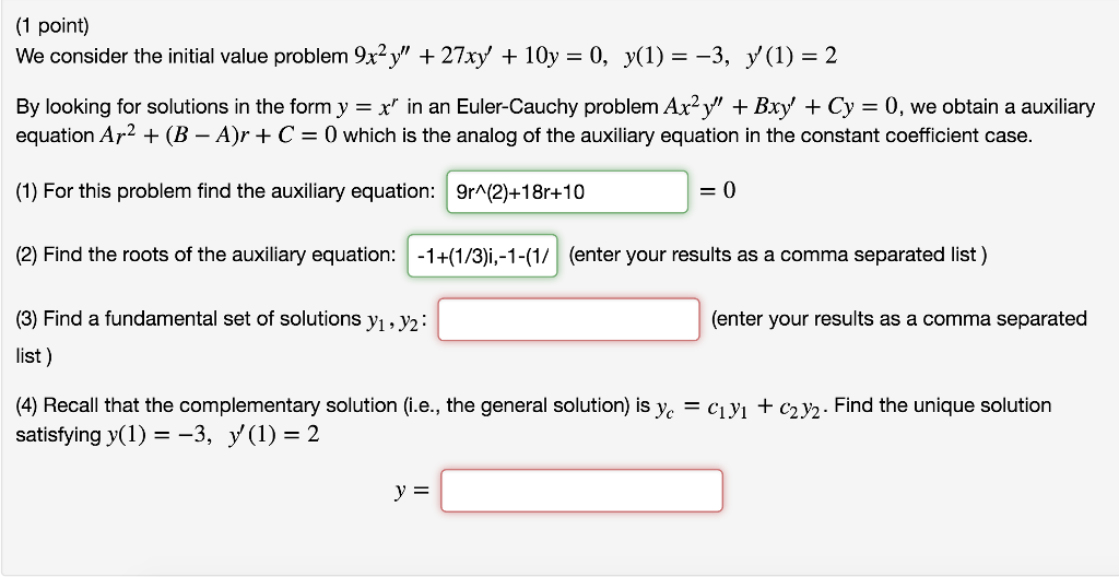Solved We consider the initial value problem 9x^2y" + 27xy' | Chegg.com