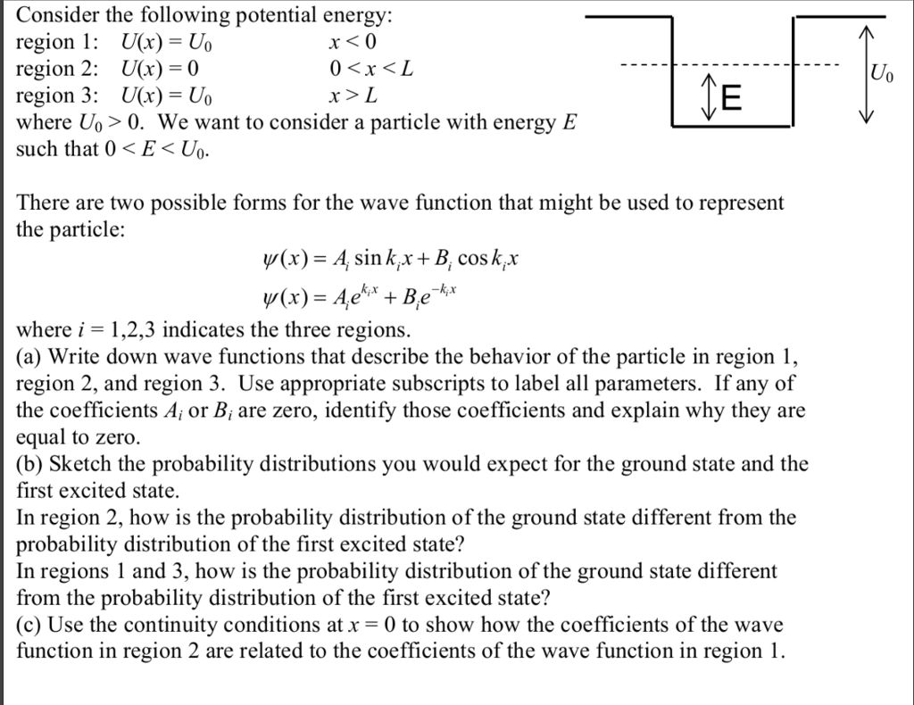 Solved Consider the following potential energy: region 1: | Chegg.com