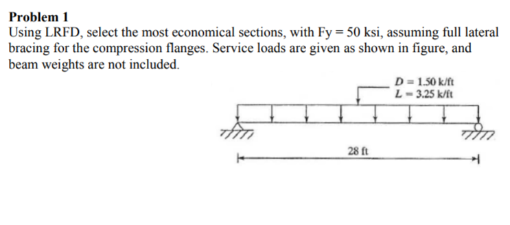Solved Problem 1 Using LRFD, select the most economical | Chegg.com