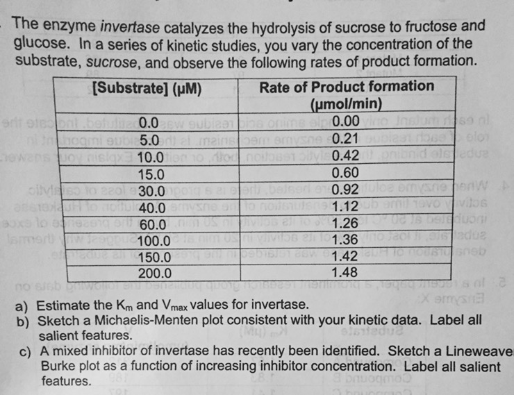 Solved The enzyme invertase catalyzes the hydrolysis of | Chegg.com