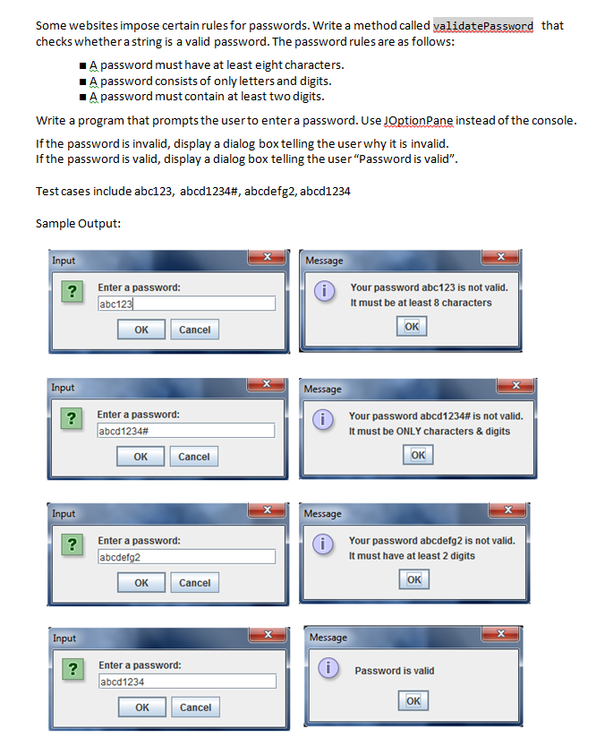 Some websites impose certain rules for passwords. | Chegg.com