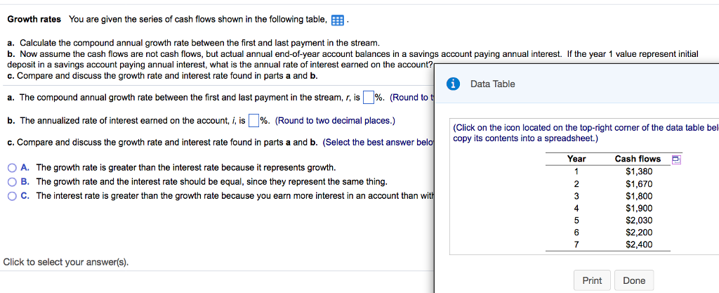 Solved Growth rates You are given the series of cash flows | Chegg.com