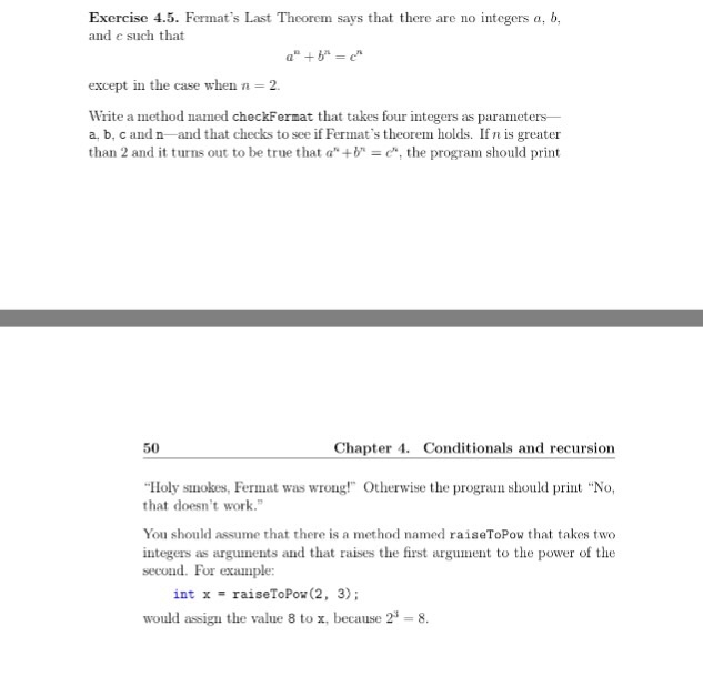 Solved Exercise 4.5. Fermat's Last Theorem says that there | Chegg.com