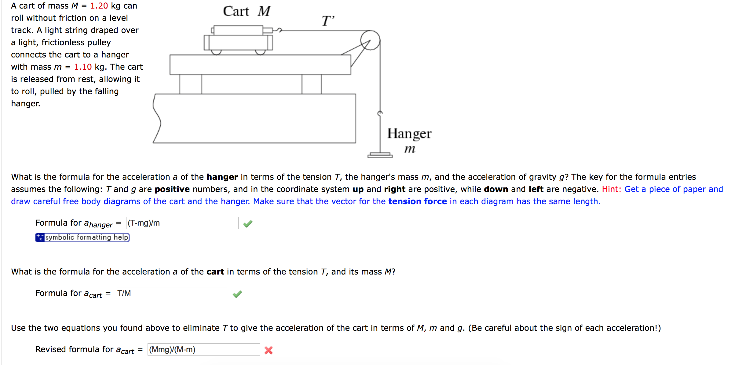 Solved Calculate the numerical value for the acceleration | Chegg.com