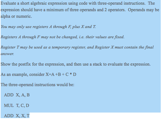 Solved Evaluate a short algebraic expression using code with | Chegg.com