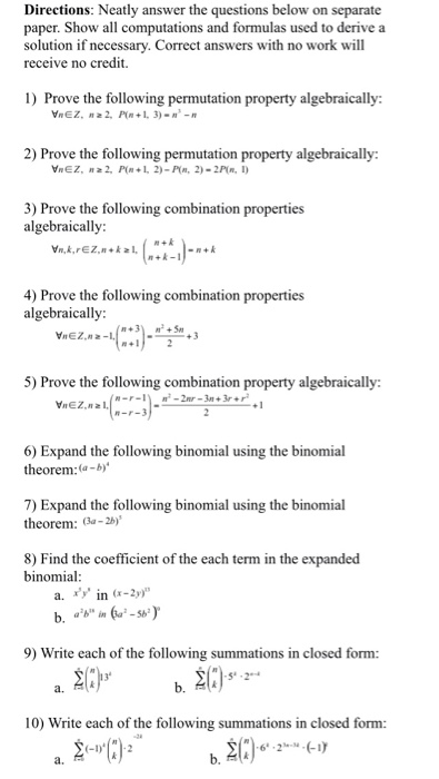 Solved Directions: Neatly answer the questions below on | Chegg.com